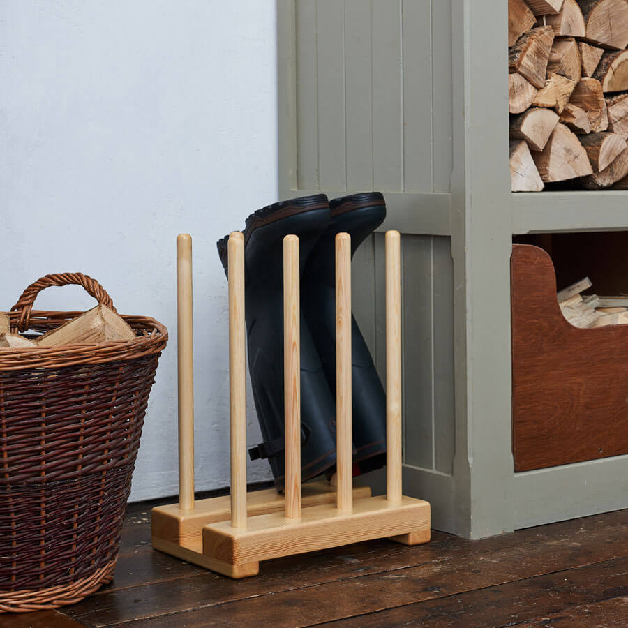 Wooden Welly Boot Stand handmade in various sizes | Boot & Saw